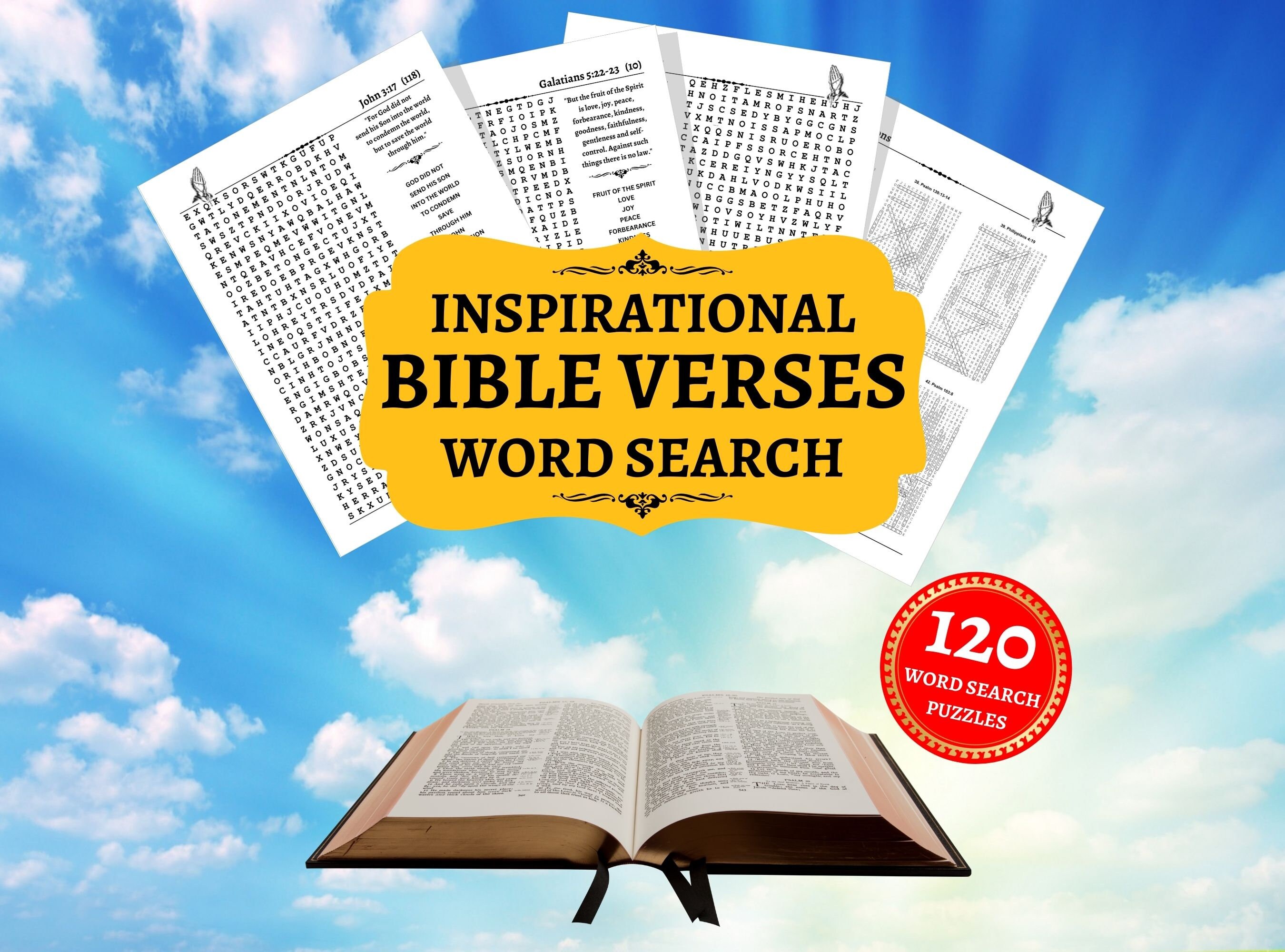 Bible Word Search Puzzles 120 Printable Bible Verse Activity Worksheets ...