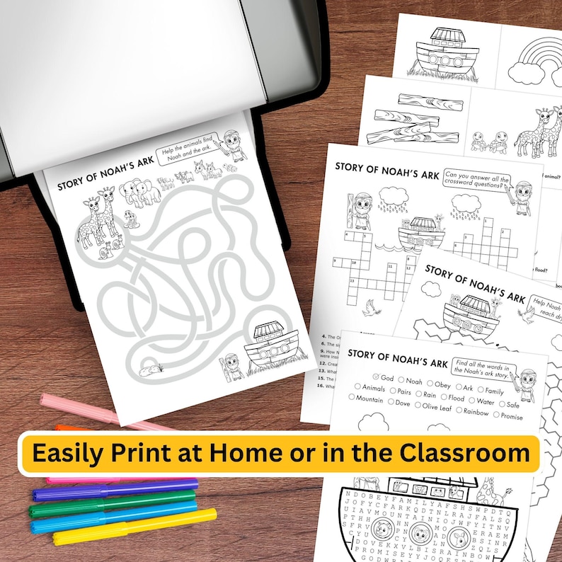 Noah’s Ark Printable Activity Bundle – Bible Study & Craft Wheel - Etsy
