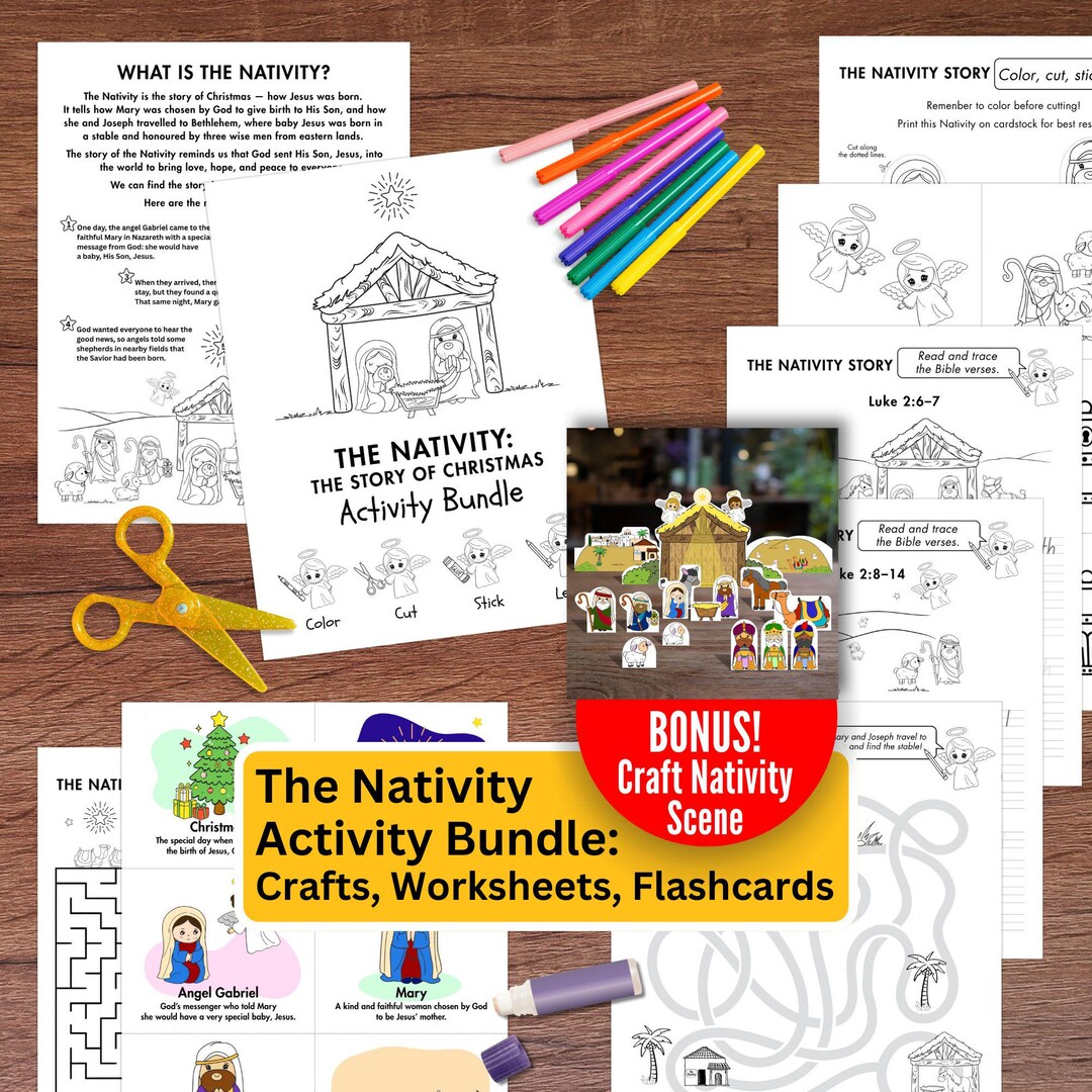Nativity Story Activity Bundle – Bible Lesson, Games, Crafts (printable ...