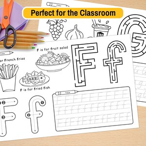 Alphabet Activity Placemats for Kids, Food Theme, Vocabulary Coloring ...