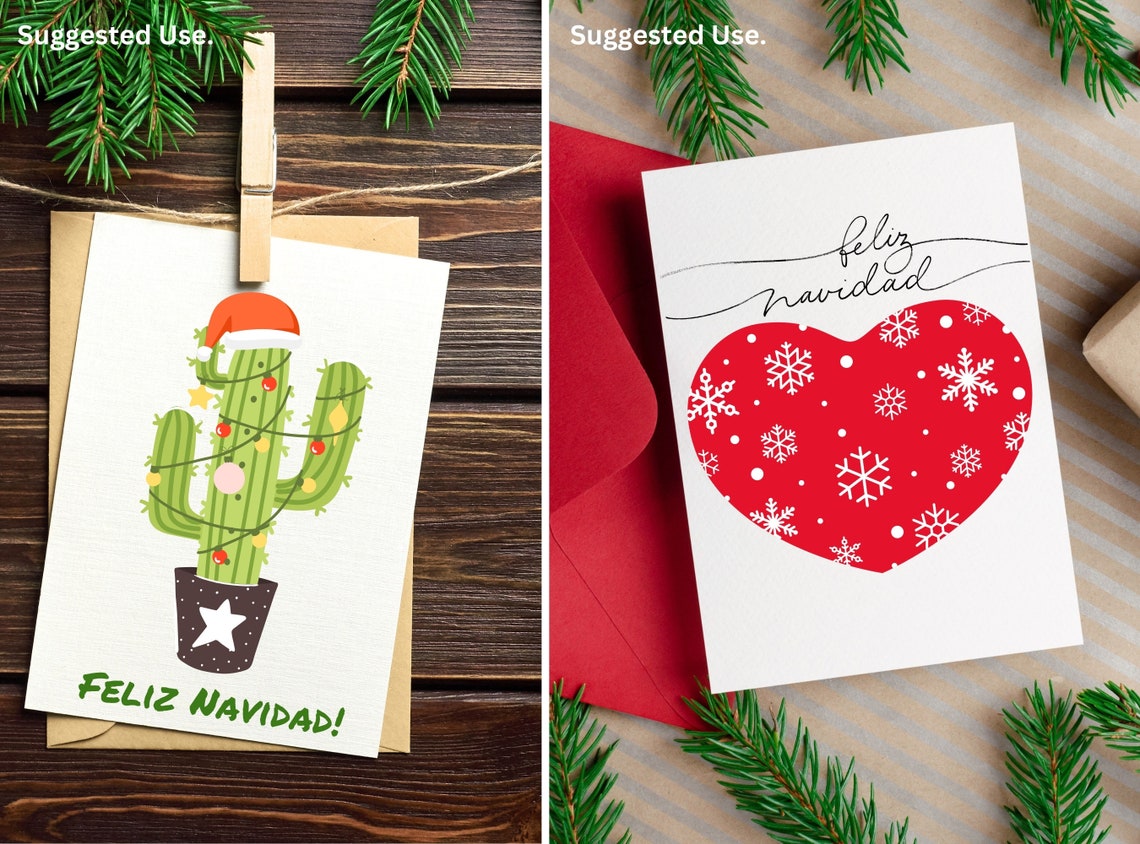 Feliz Navidad Message Graphics PNG SVG Bundle Perfect for Printing ...