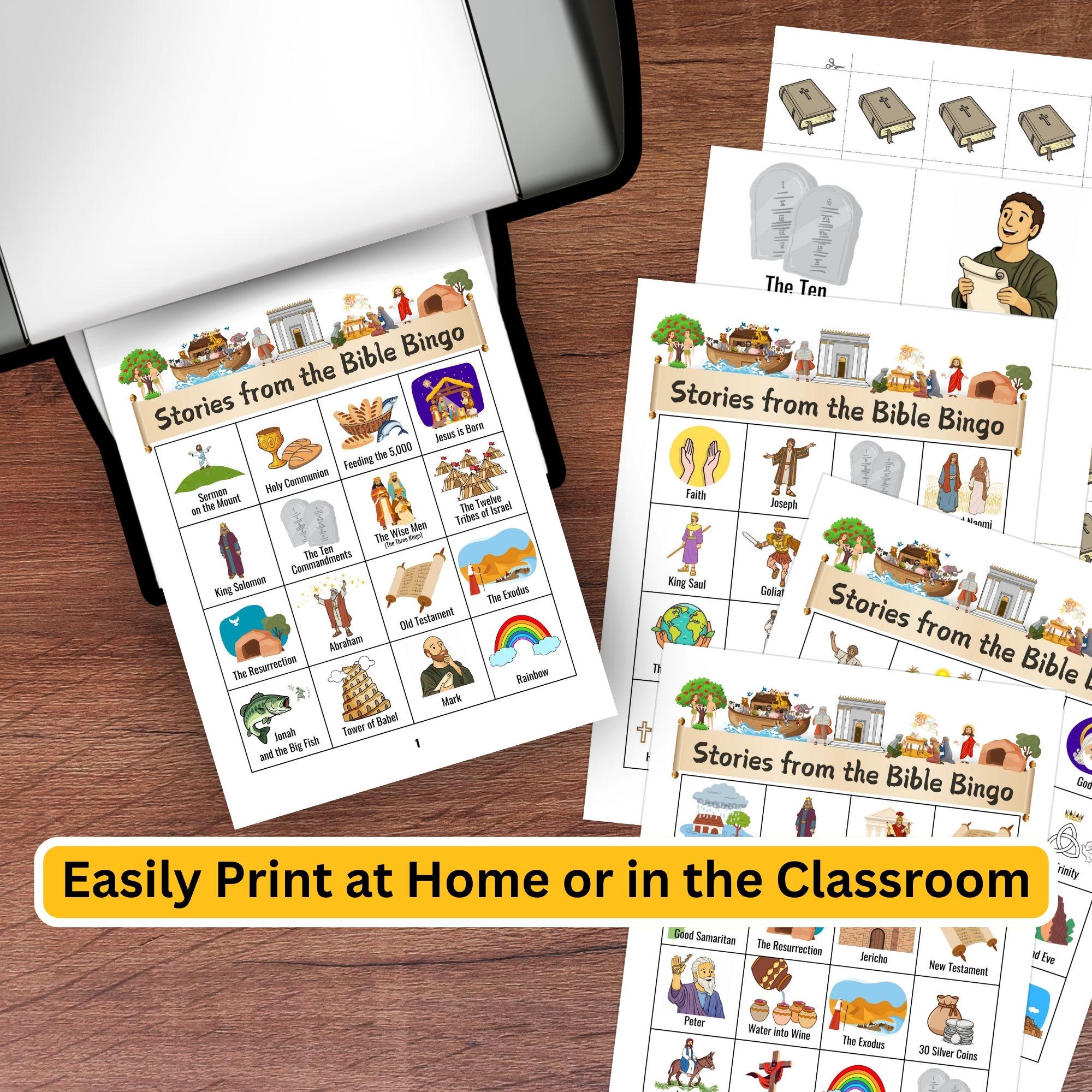 Bible Story Bingo Game – Christian Homeschool Activity, Flashcards (PDF ...