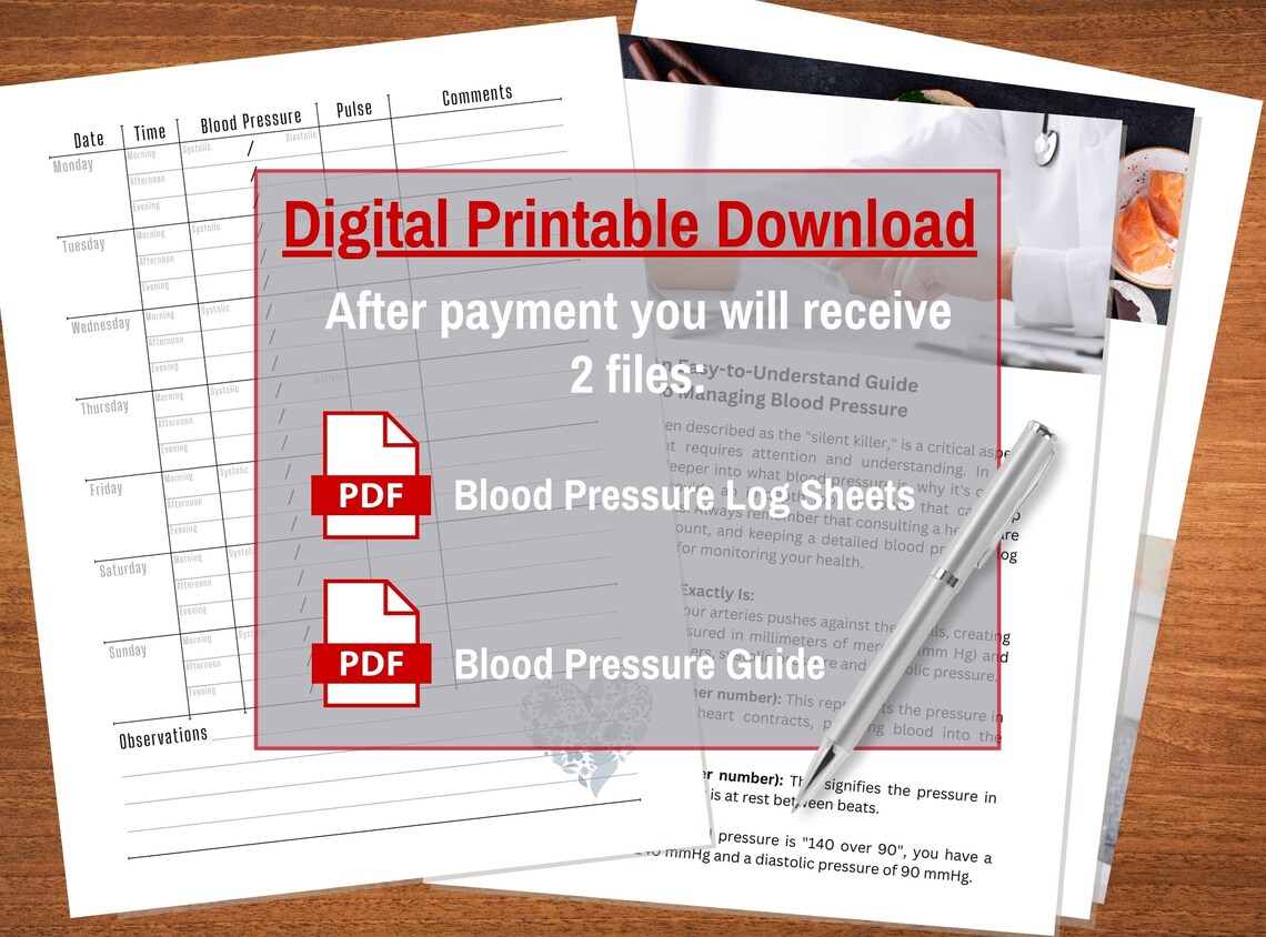 Blood Pressure Log Printable Template, Daily Blood Pressure Tracker ...