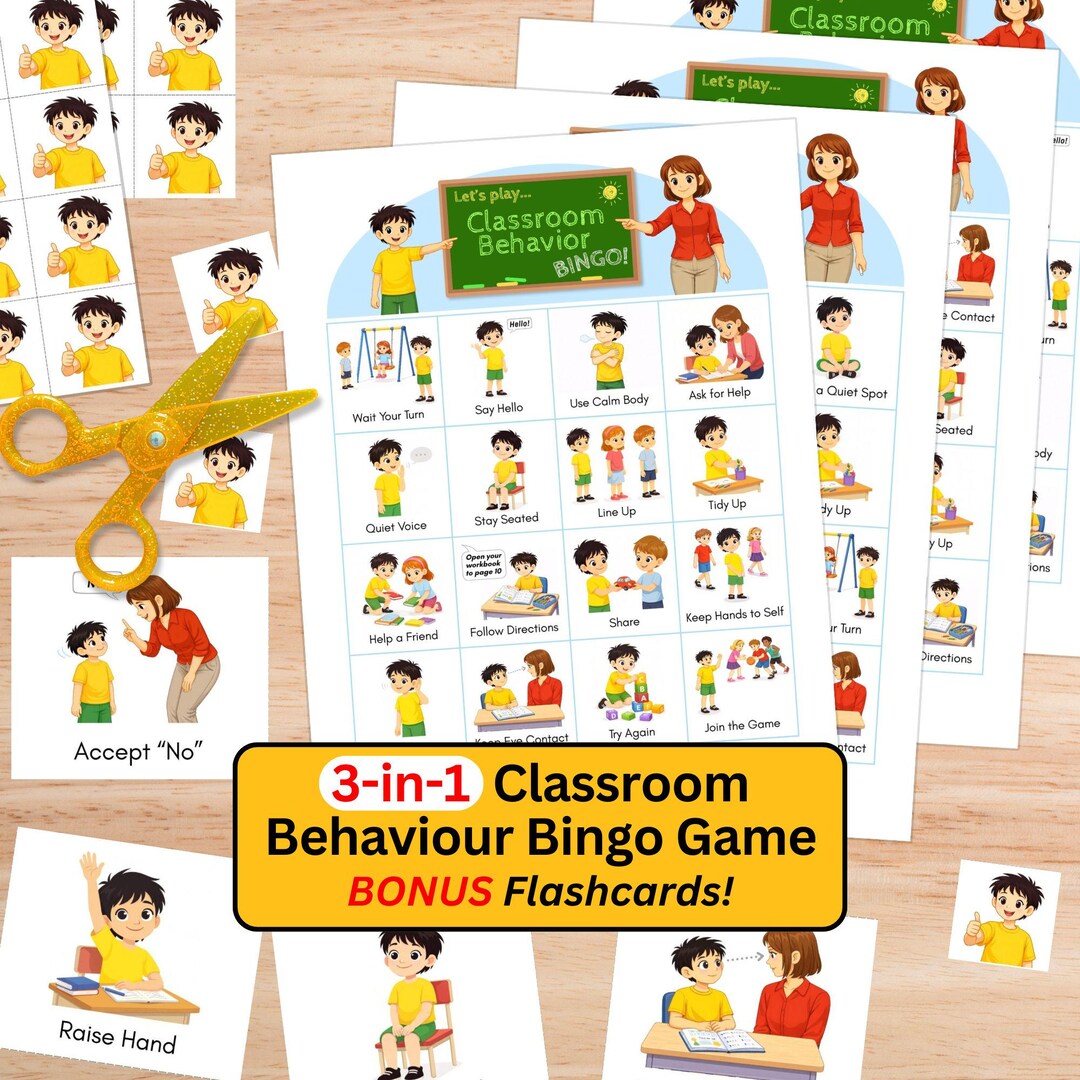 Classroom Behavior Bingo and Flashcards – SEL, BIP Tools for Kids ...