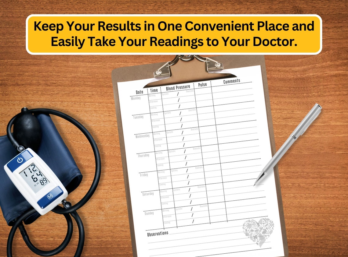 Blood Pressure Log Printable Template, Daily Blood Pressure Tracker ...