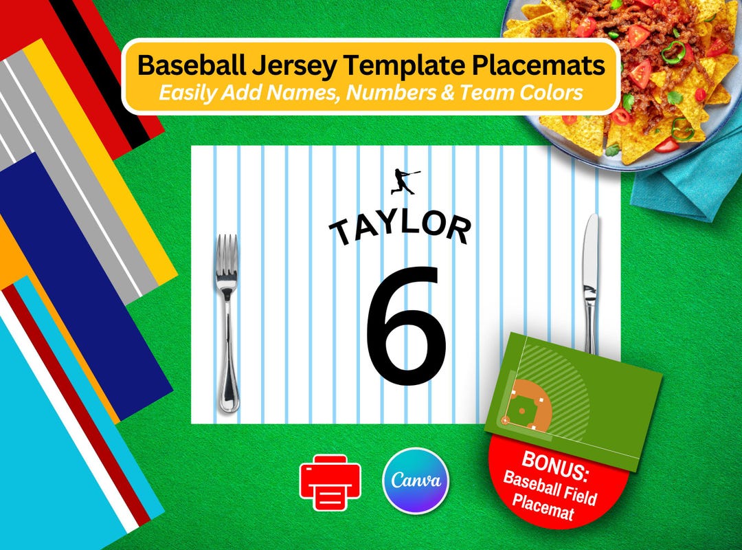 Custom Baseball Jersey Placemat: Softball Birthday Party Decor ...