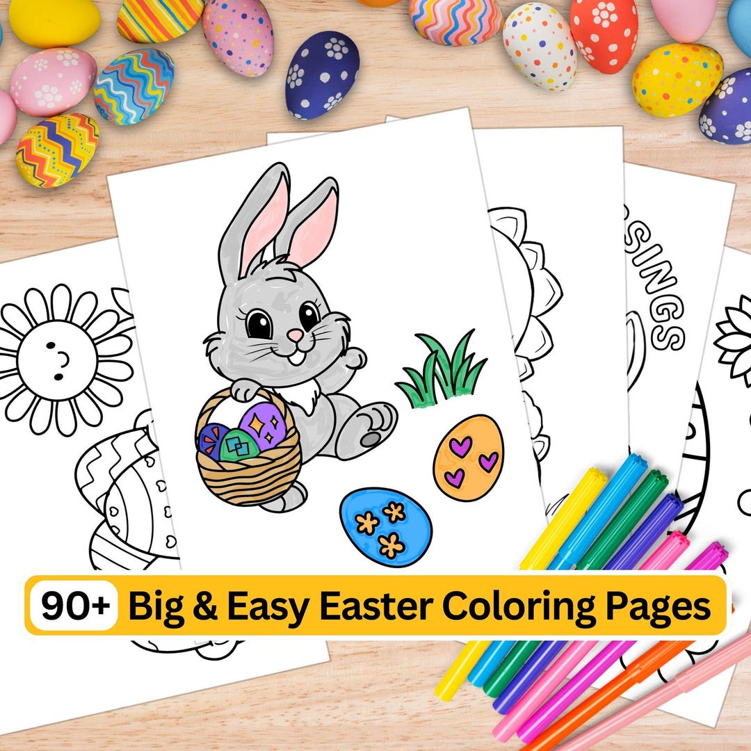 Bold Easy Easter Coloring Pages for Kids – Printable PDF Big Bold ...