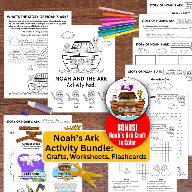 Noah’s Ark Printable Activity Bundle – Bible Study & Craft Wheel - Etsy