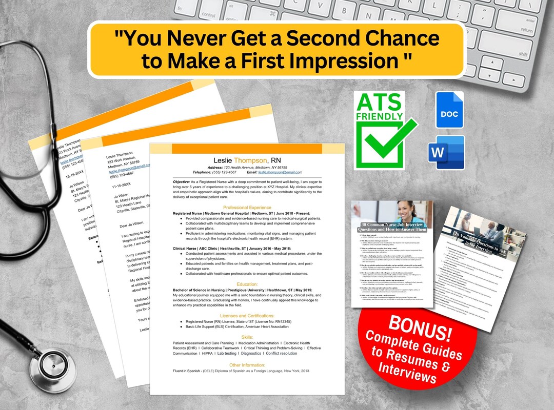 Ats-friendly Nurse Resume Templates: Cover & Reference Letters (digital ...