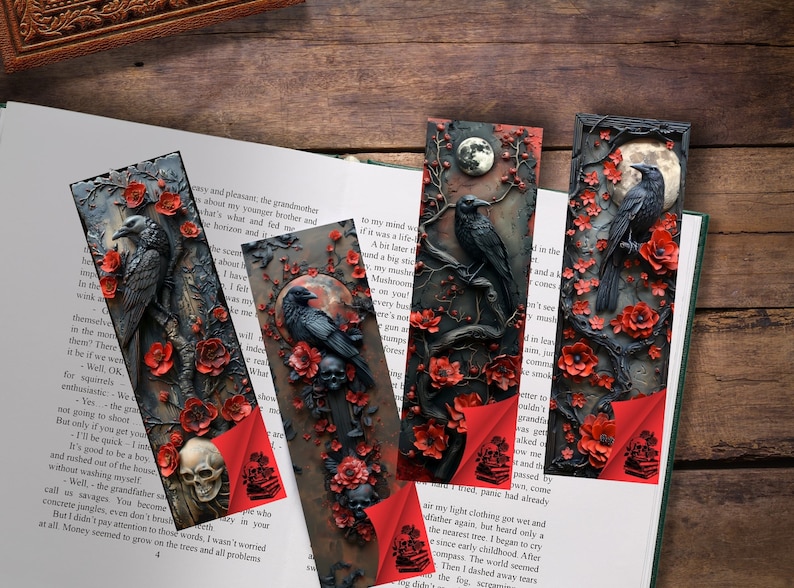 Gothic Bookmarks Gift Printable Horror Book Lover Gift Set of 8 ...