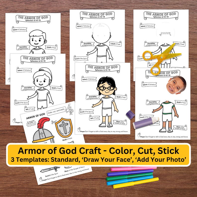 Armor of God Printable Activity Bundle - Kids Bible Study, Coloring and ...