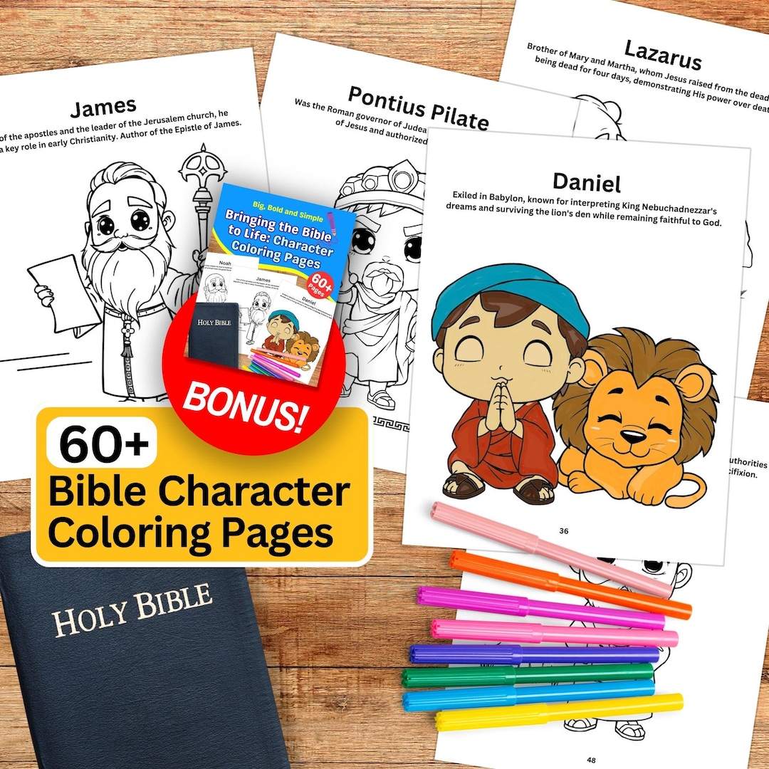 Bible Characters Coloring Pages for Kids - Printable Sunday School ...