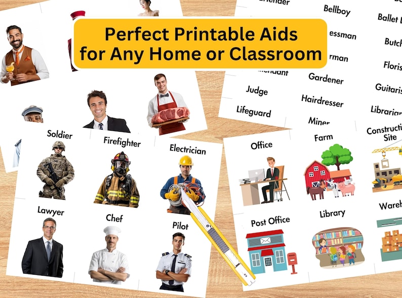 Professions Printable Flashcards for Kids Real Photo Jobs 3 Part Flash ...