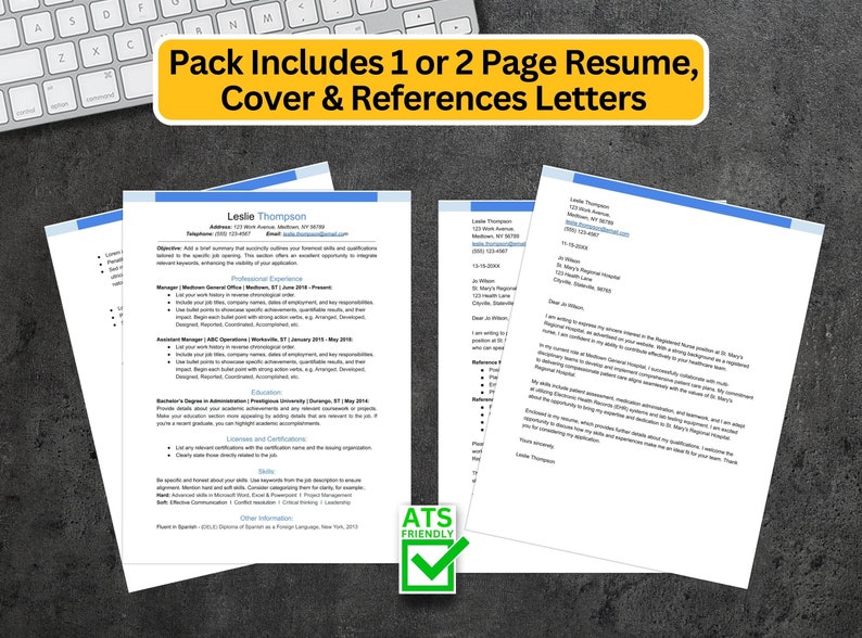 Resume CV ATS Friendly Template - Easy Google Docs & Word Formats ...