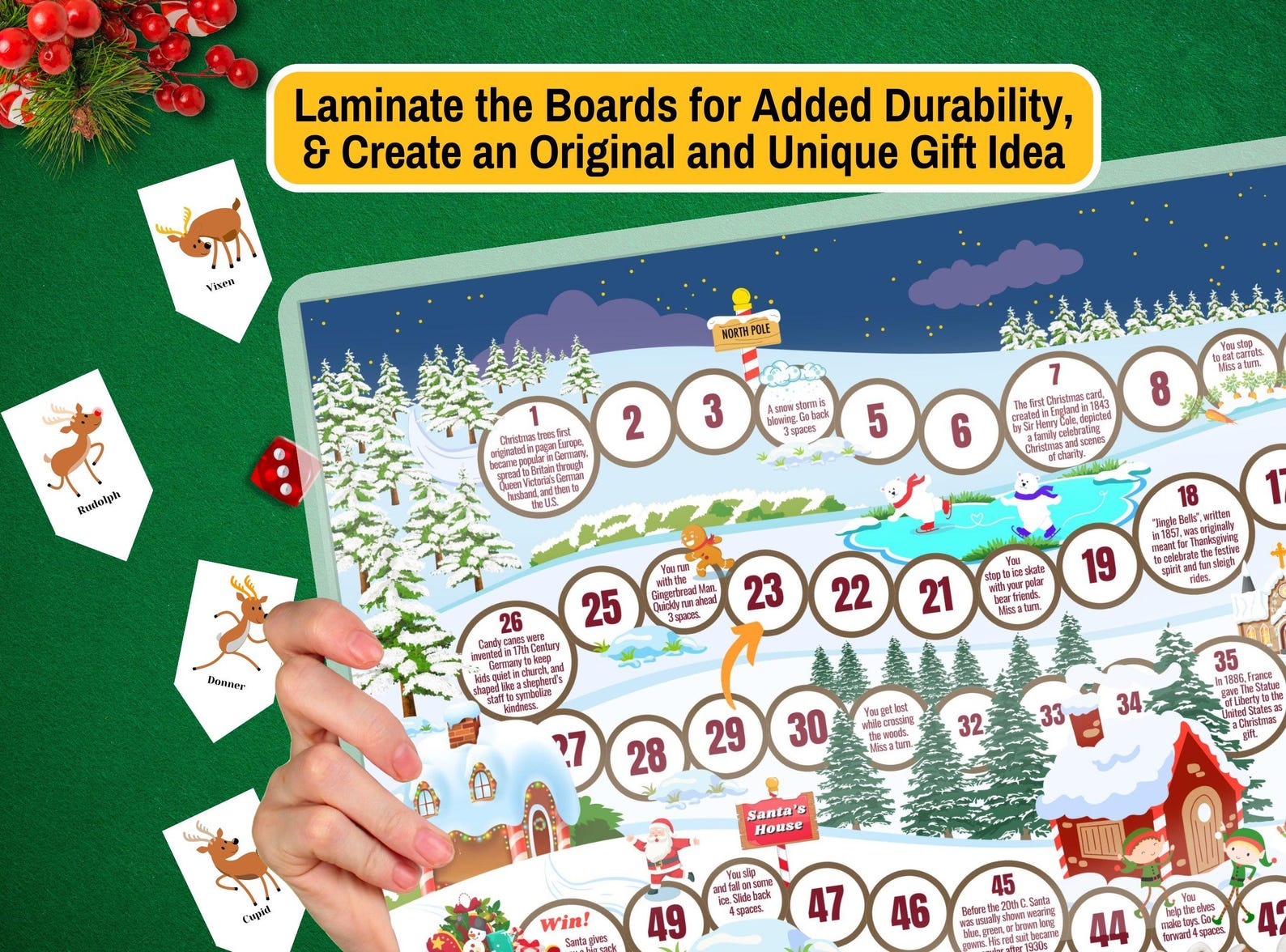 Christmas Game Printable for Kids - Santa’s Reindeer Race Board Game ...