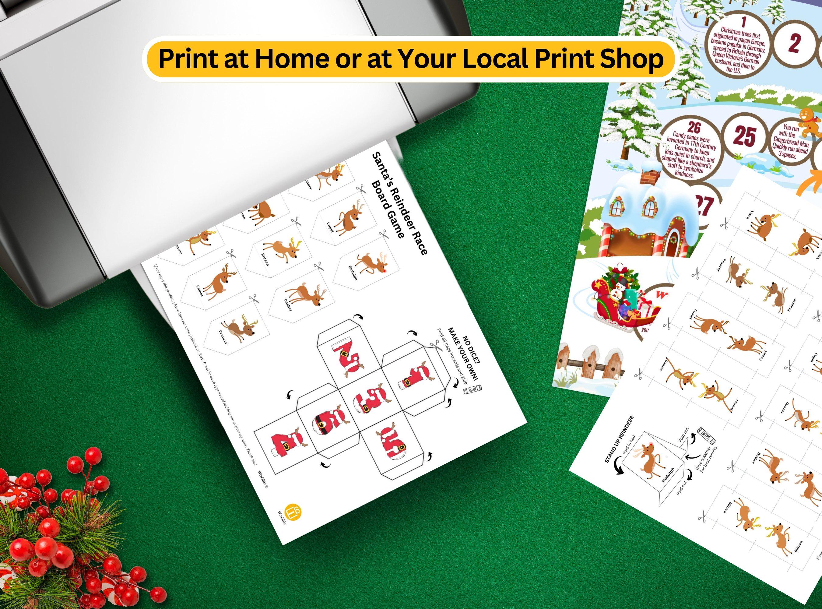 Christmas Game Printable for Kids - Santa’s Reindeer Race Board Game ...