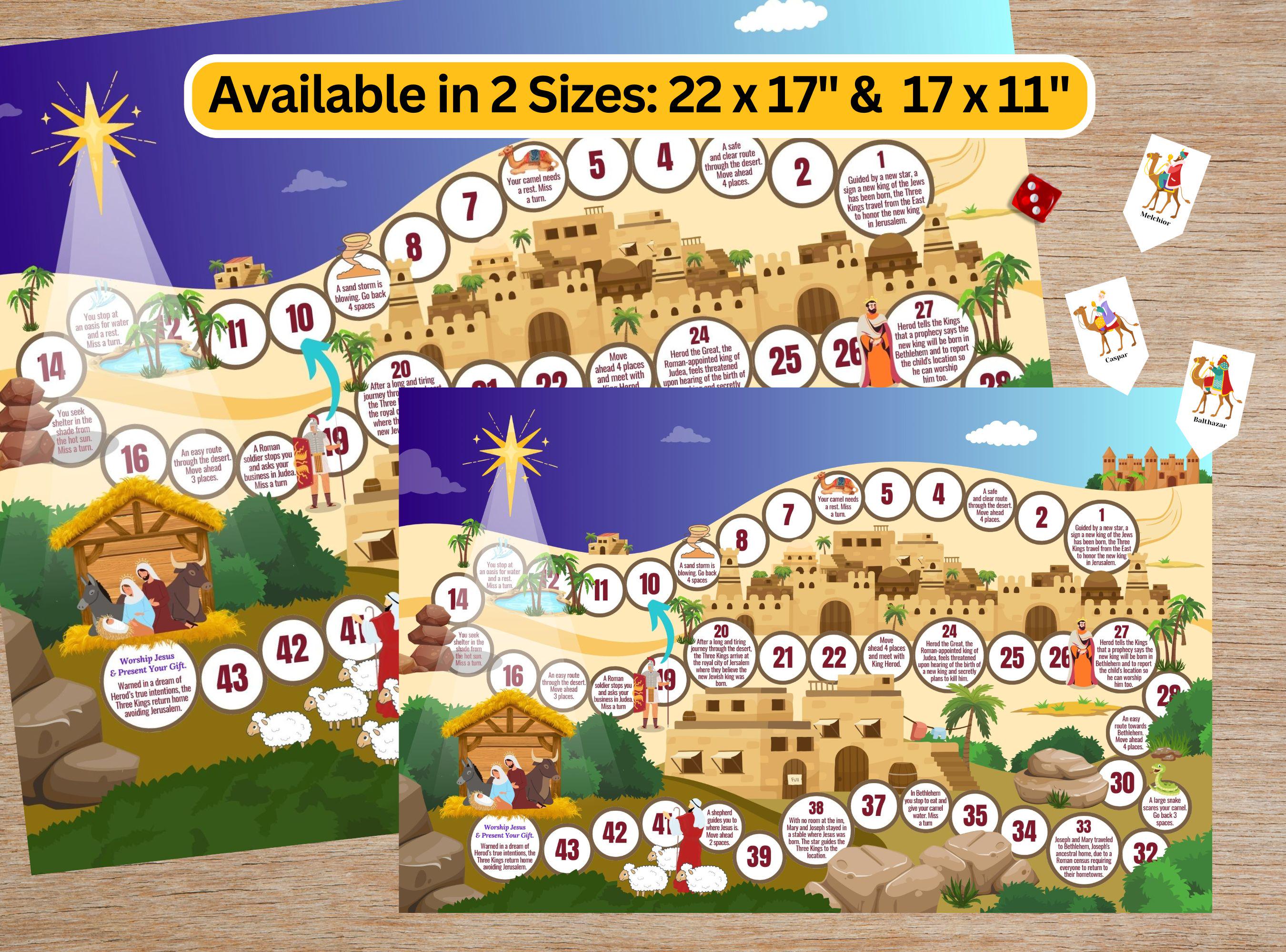 Three Kings Journey Board Game: Nativity Christmas Game (digital ...