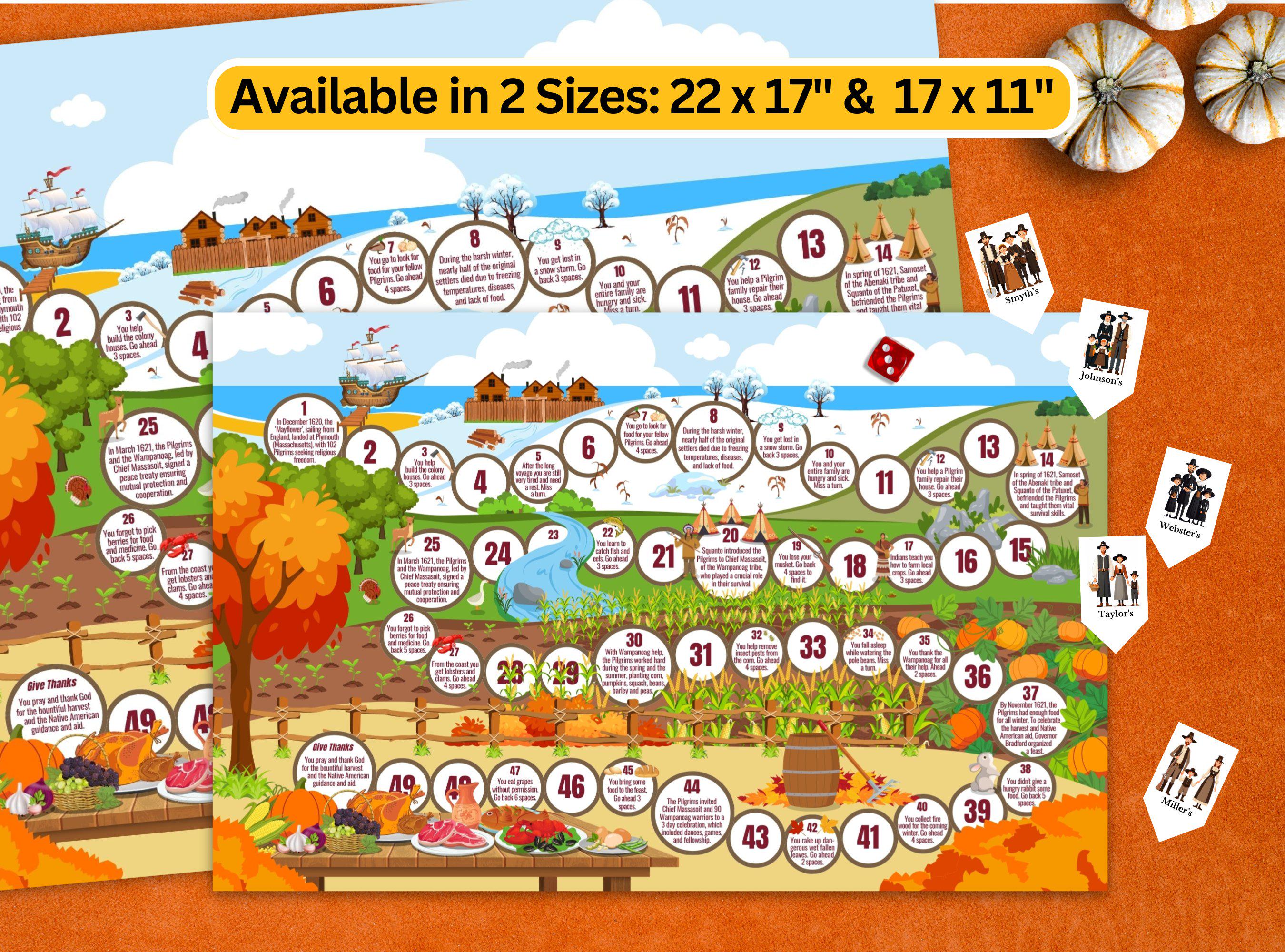 Thanksgiving Story Dice Board Game - Pilgrim History (printable) - Etsy