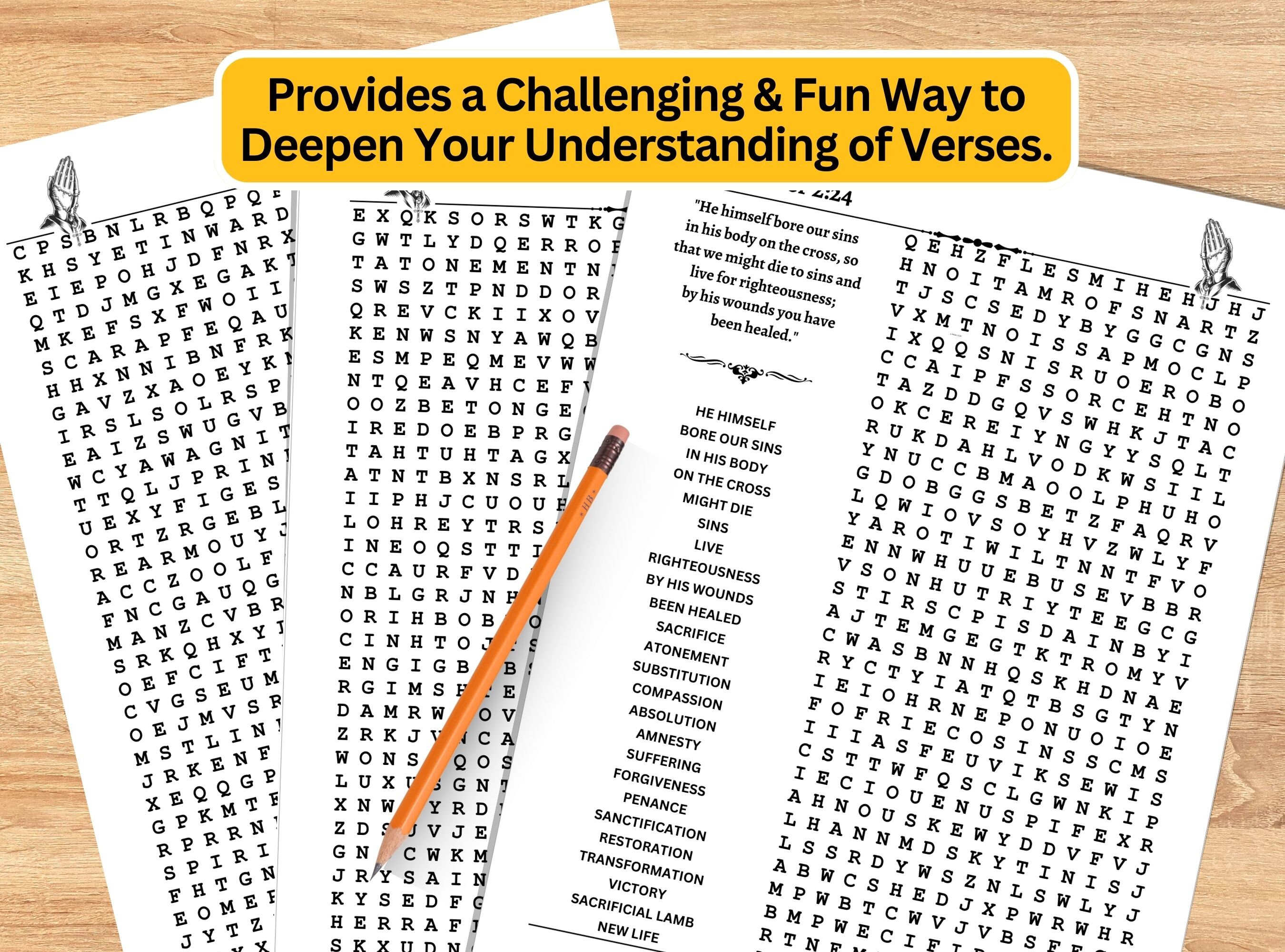 Bible Word Search Puzzles 120 Printable Bible Verse Activity Worksheets ...