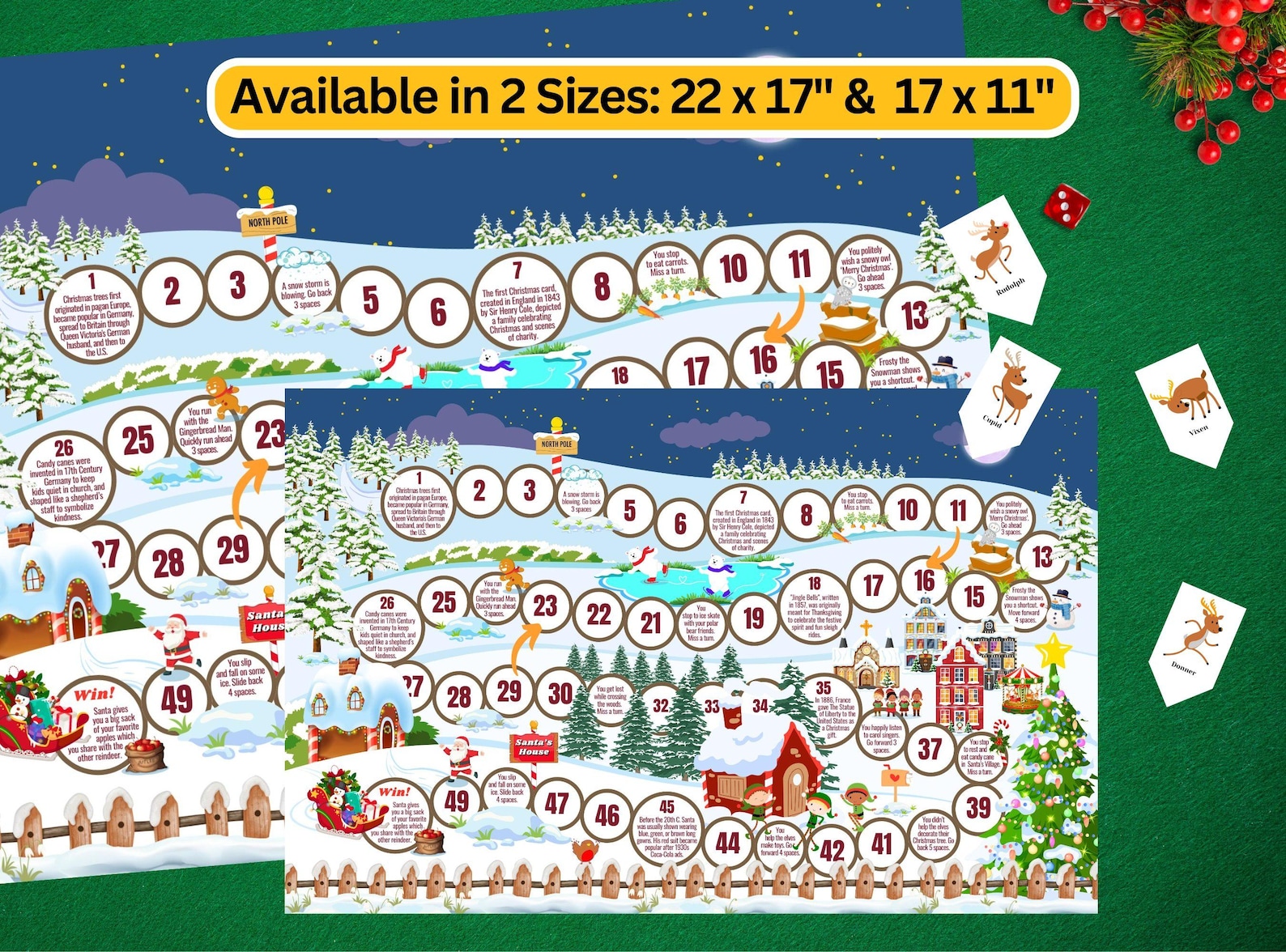 Christmas Game Printable for Kids - Santa’s Reindeer Race Board Game ...