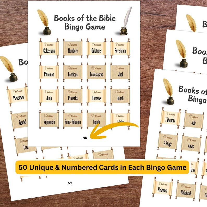 Bible Books Bingo Game, Old & New Testament, Sunday School (digital ...