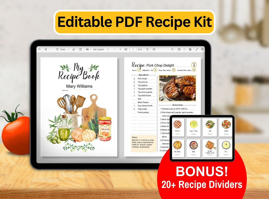 Editable Digital Recipe Templates Bundle - Easy-to-use Fillable Recipe ...