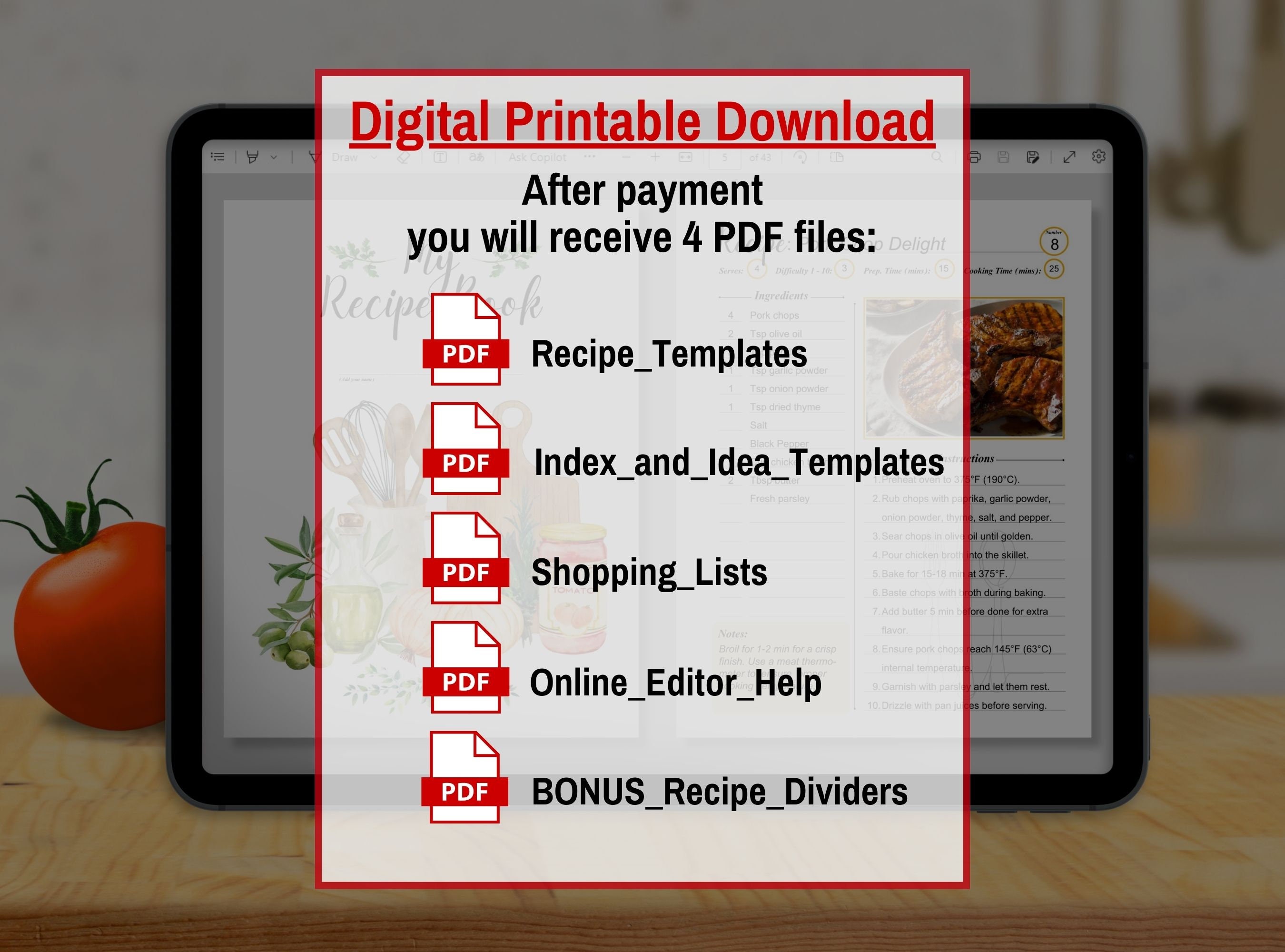 Editable Digital Recipe Templates Bundle Easy-to-use Fillable Recipe ...