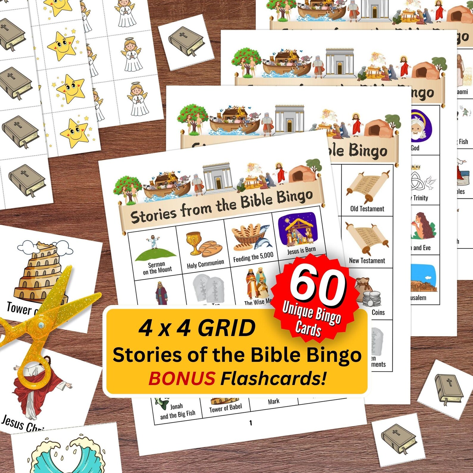 Bible Story Bingo Game – Christian Homeschool Activity, Flashcards (PDF ...