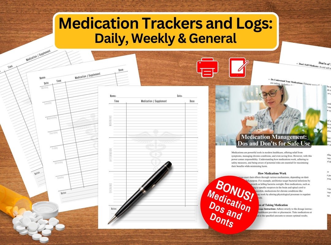Medication Tracker Logs Organizer - Printable Daily, Weekly, and ...