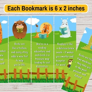 Bookmarks for Kids 15 Printable Book Markers of Cute Animals Reading ...