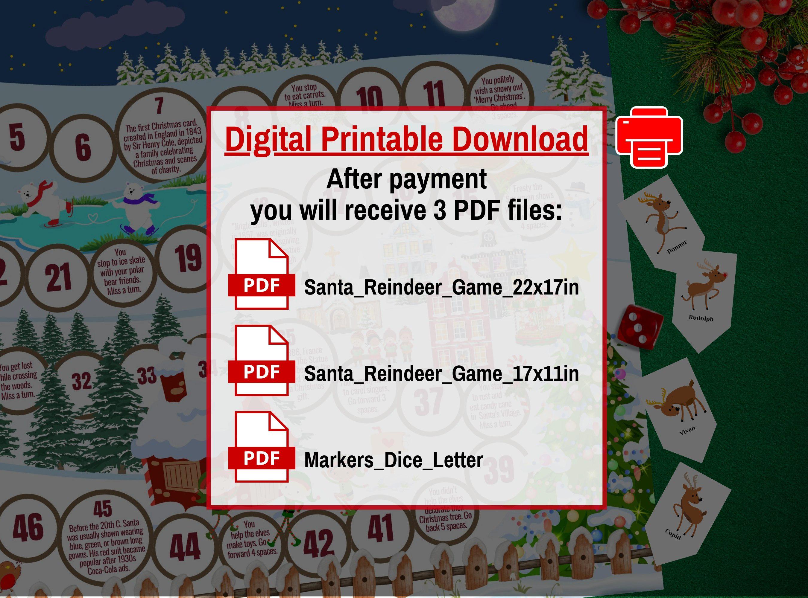 Christmas Game Printable for Kids - Santa’s Reindeer Race Board Game ...