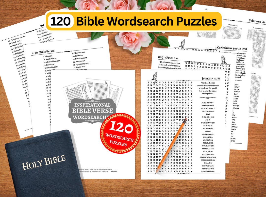 Bible Word Search Printable 120 Bible Verse Worksearch Puzzle ...
