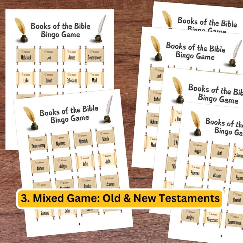 Bible Books Bingo Game, Old & New Testament, Sunday School (digital ...