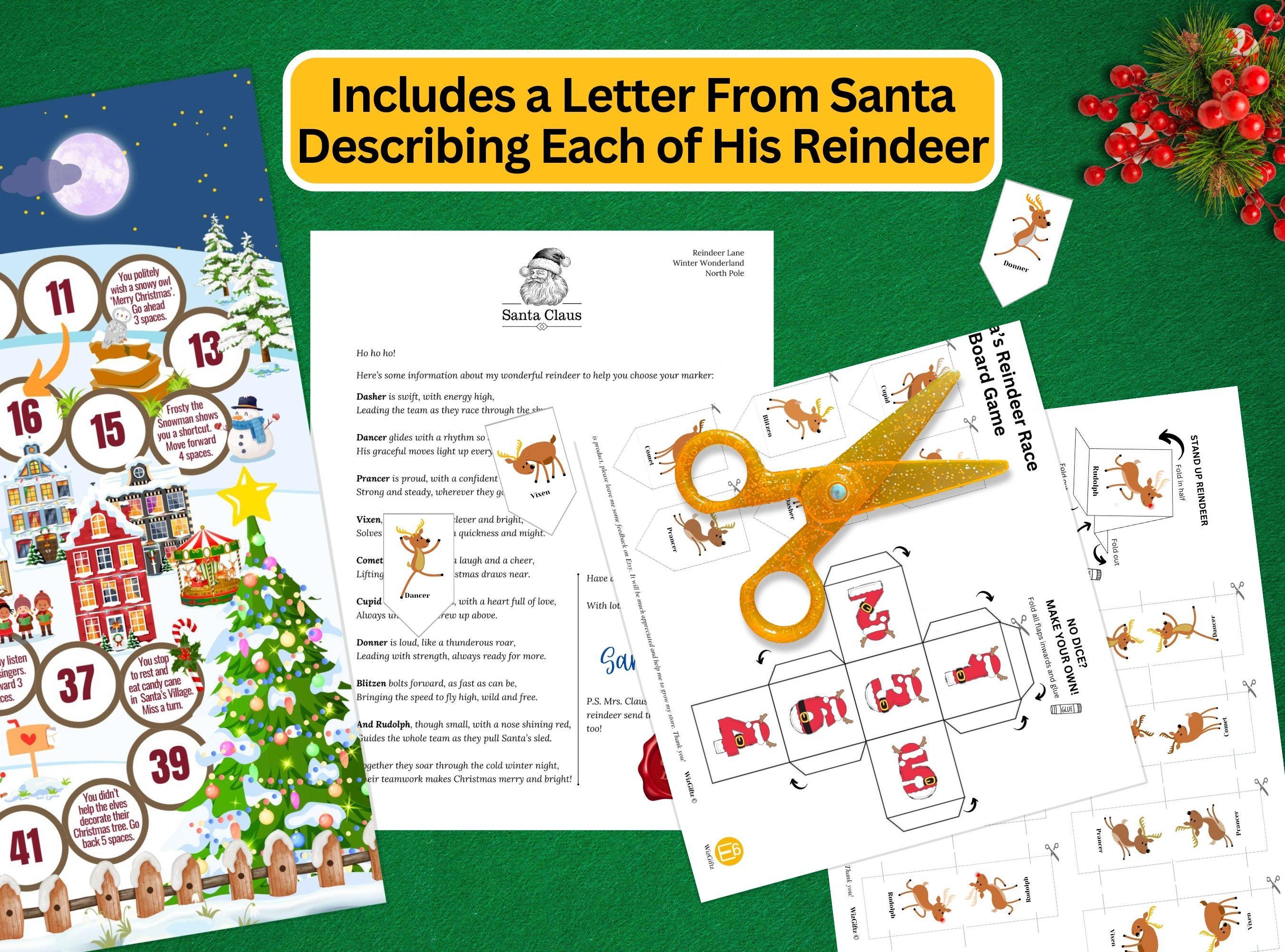 Christmas Game Printable for Kids - Santa’s Reindeer Race Board Game ...