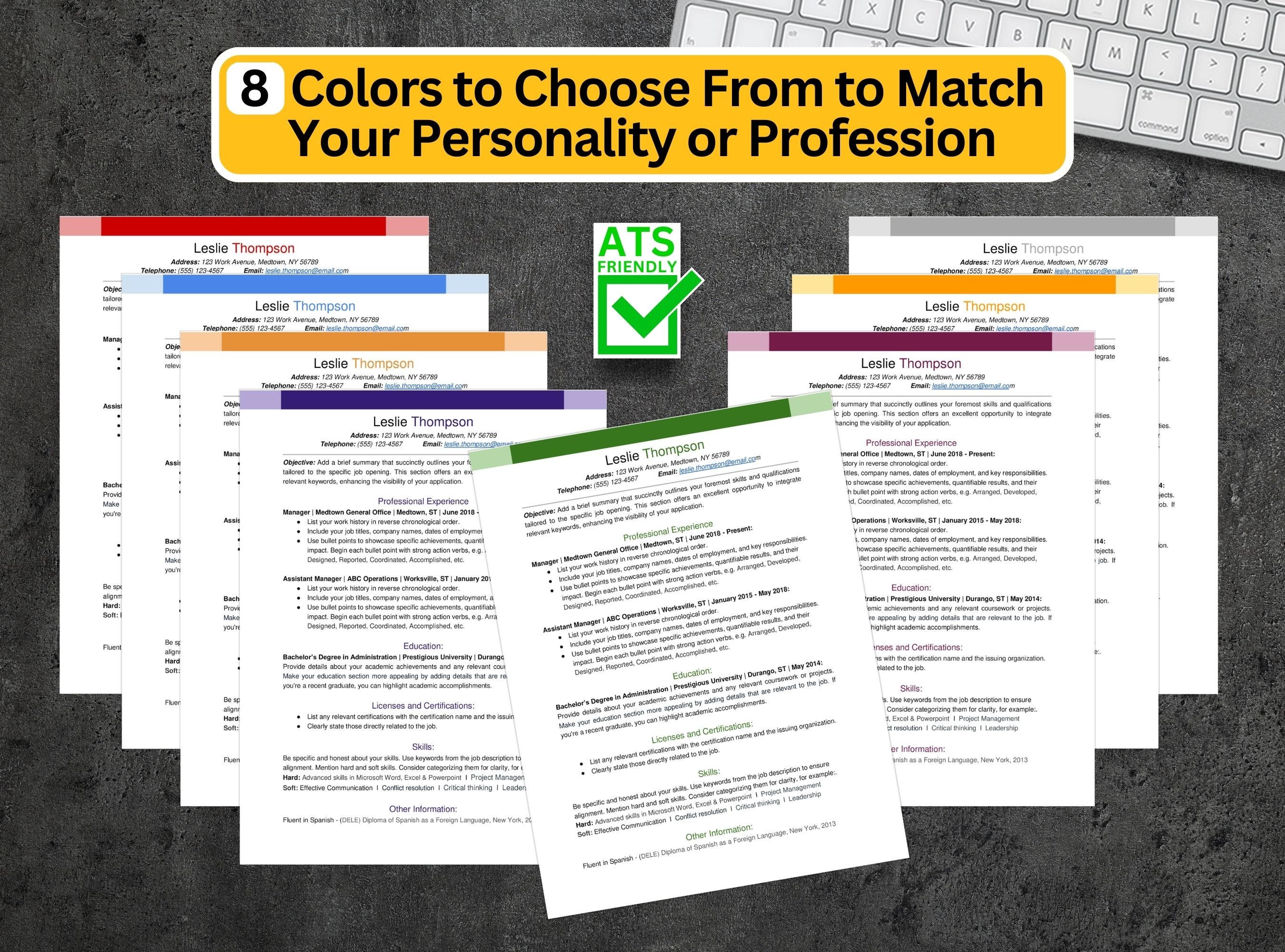 Resume CV ATS Friendly Template - Easy Google Docs & Word Formats ...