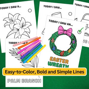 Easter Bold Easy Kids Coloring Pages - 50+ Spring Objects to Find ...