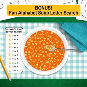 Alphabet Activity Placemats for Kids, Food Theme, Vocabulary Coloring ...