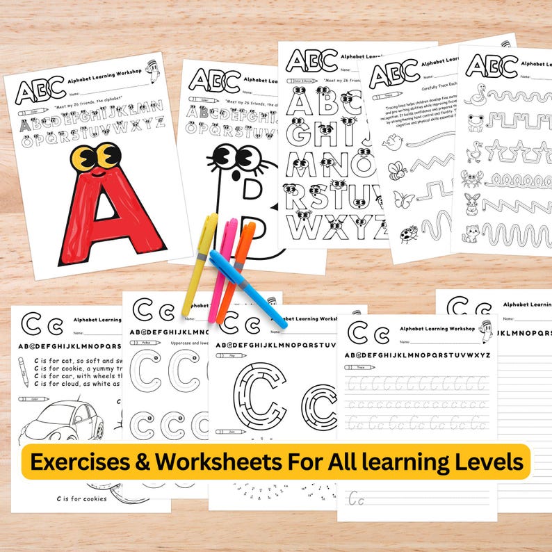Alphabet Homeschooling Worksheet Activities: Printable ABC Tracing ...
