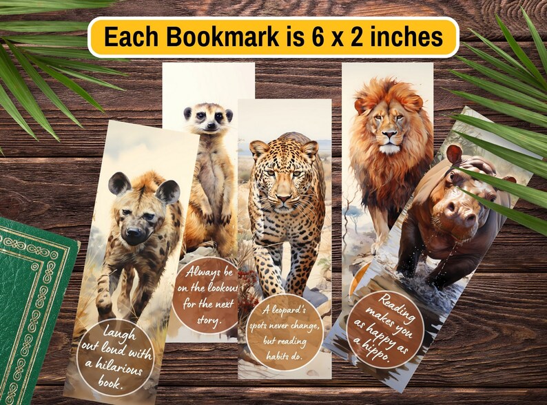 Printable Bookmarks African Animals Bundle - 15 Beautiful Watercolor ...