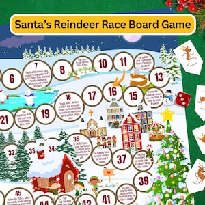 Christmas Game Printable for Kids - Santa’s Reindeer Race Board Game ...