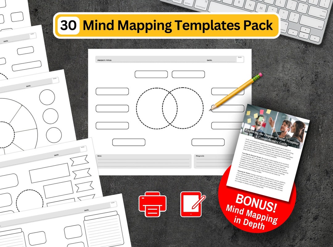 Mind Map Template Bundle, 30 Brain Dump Printables Idea Maps ...