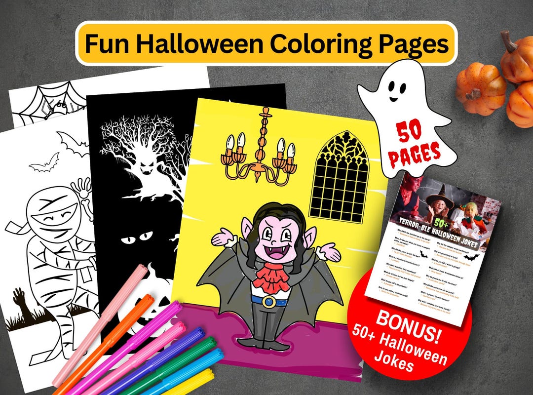 50 Halloween Coloring Pages for Kids: Spooky Fun (PDF Download) - Etsy
