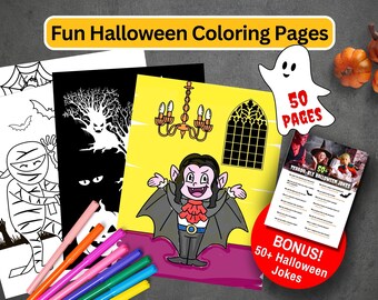 50 Halloween Coloring Pages for Kids: Spooky Fun (PDF Download) - Etsy