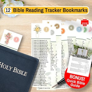 Bible Reading Plan Bookmarks - 12 Bible Tracking Printable Bookmarks ...
