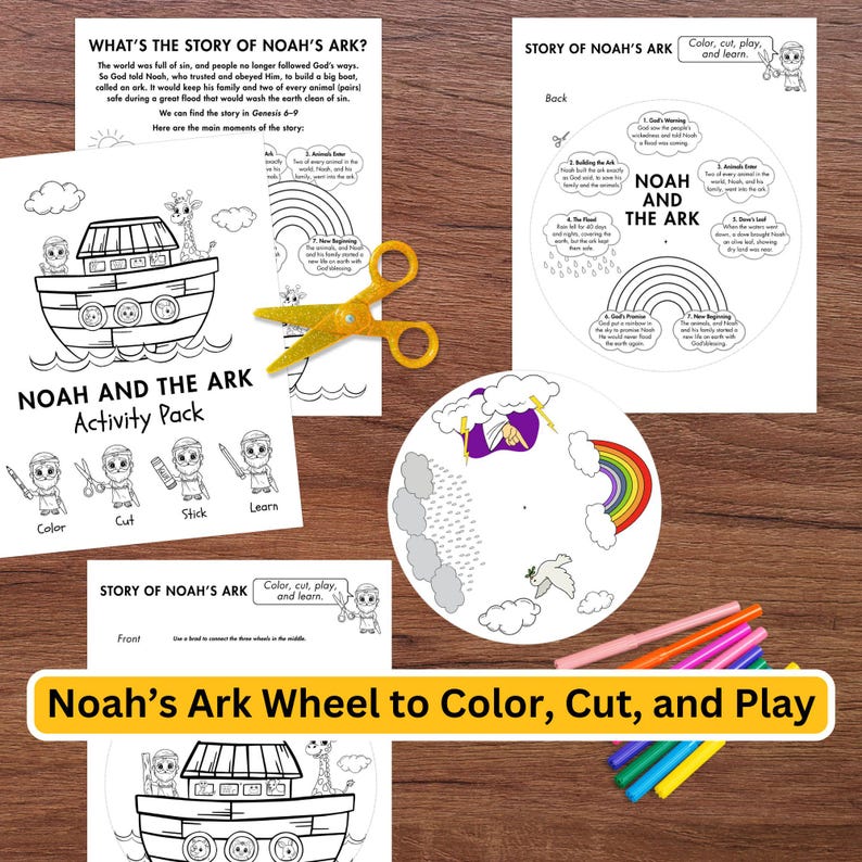Noah’s Ark Printable Activity Bundle – Bible Study & Craft Wheel - Etsy