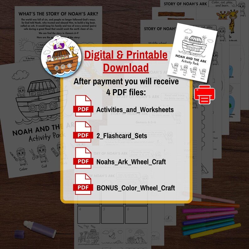 Noah’s Ark Printable Activity Bundle – Bible Study & Craft Wheel - Etsy