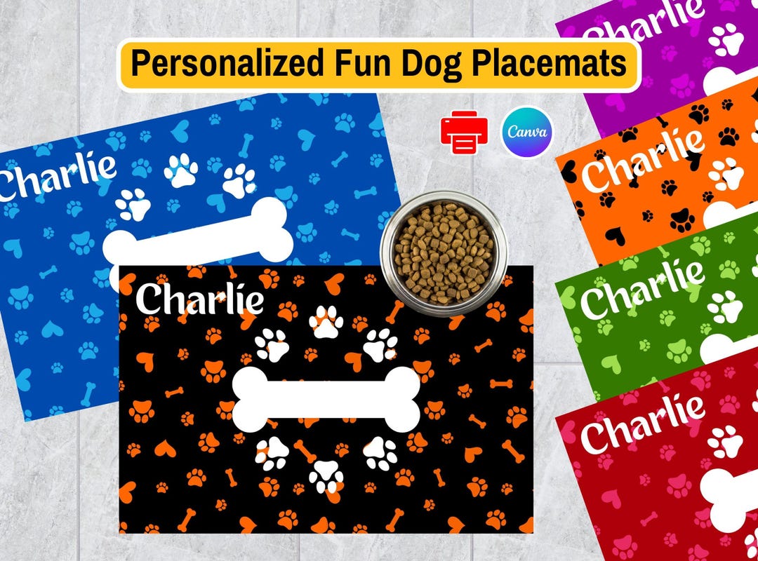 Personalized Dog Placemats - Printable Custom Dog Bowl Mats - Dog Food ...