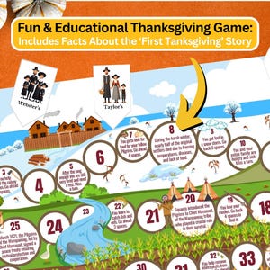 Thanksgiving Story Dice Board Game - Pilgrim History (printable) - Etsy