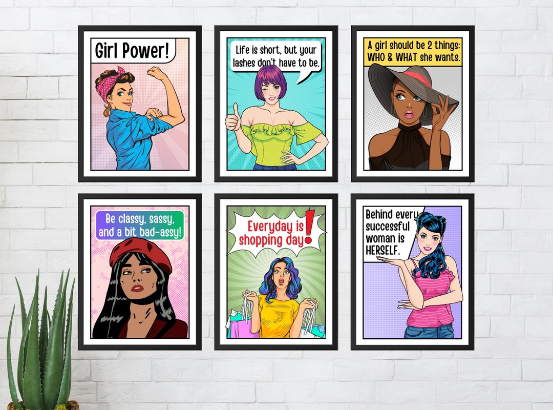 Printable Fun Feminist Quote Posters - Set of Six Comic Pop Art Prints ...