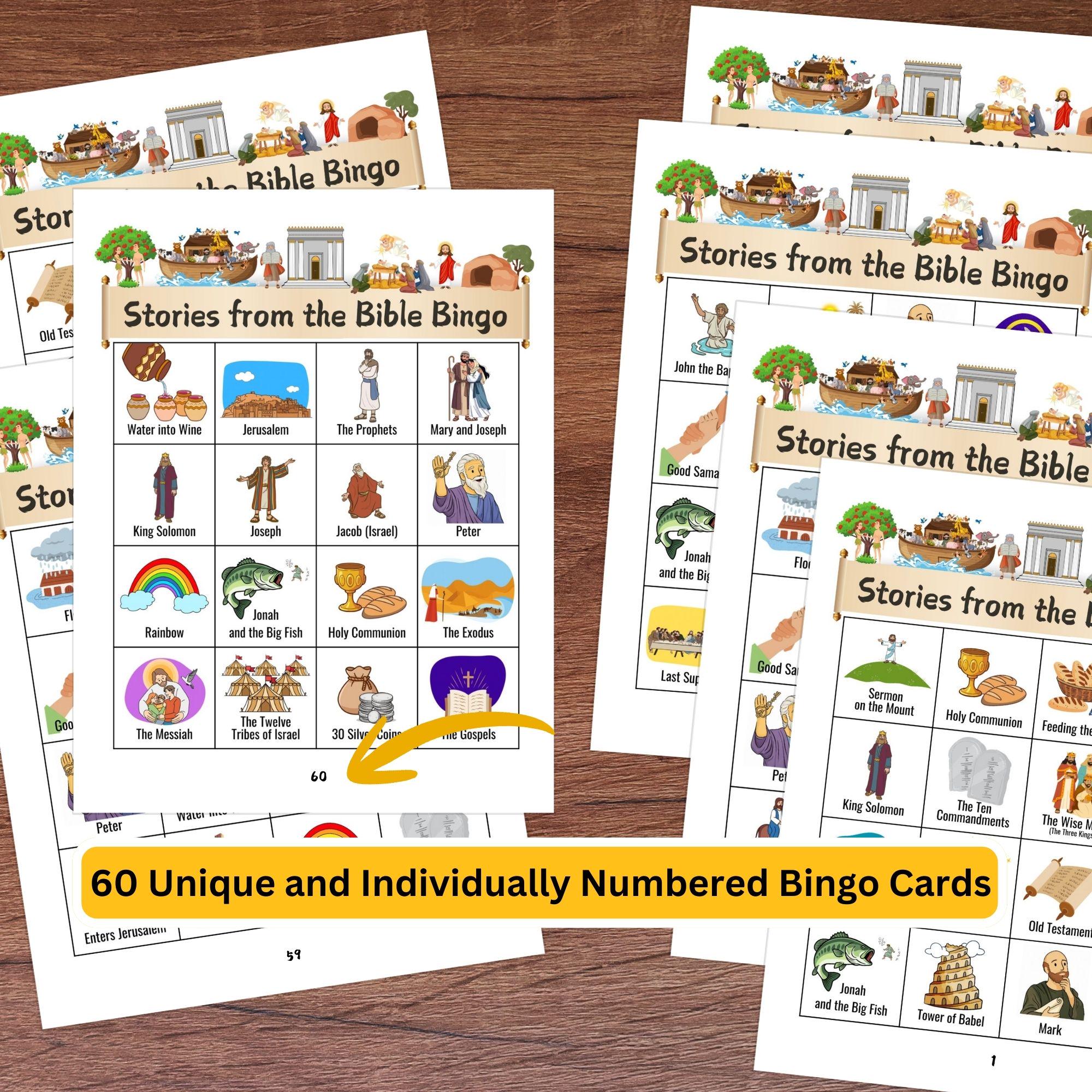 Bible Story Bingo Game – Christian Homeschool Activity, Flashcards (PDF ...